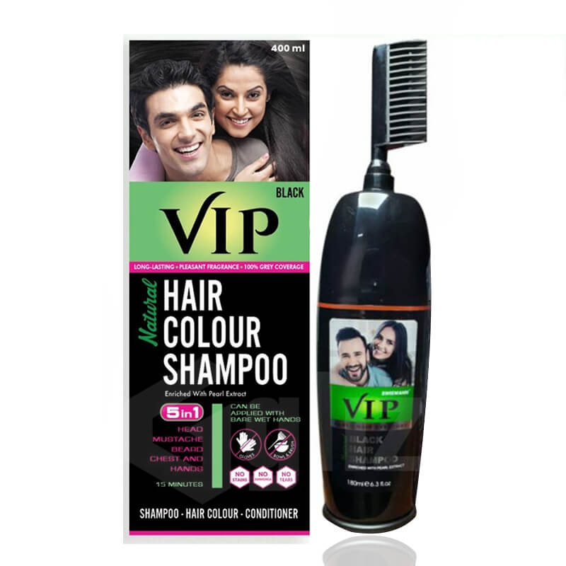 VIP 5 in 1 Hair Colour Shampoo base Hair Color 180 ml Black Hair Colour ...