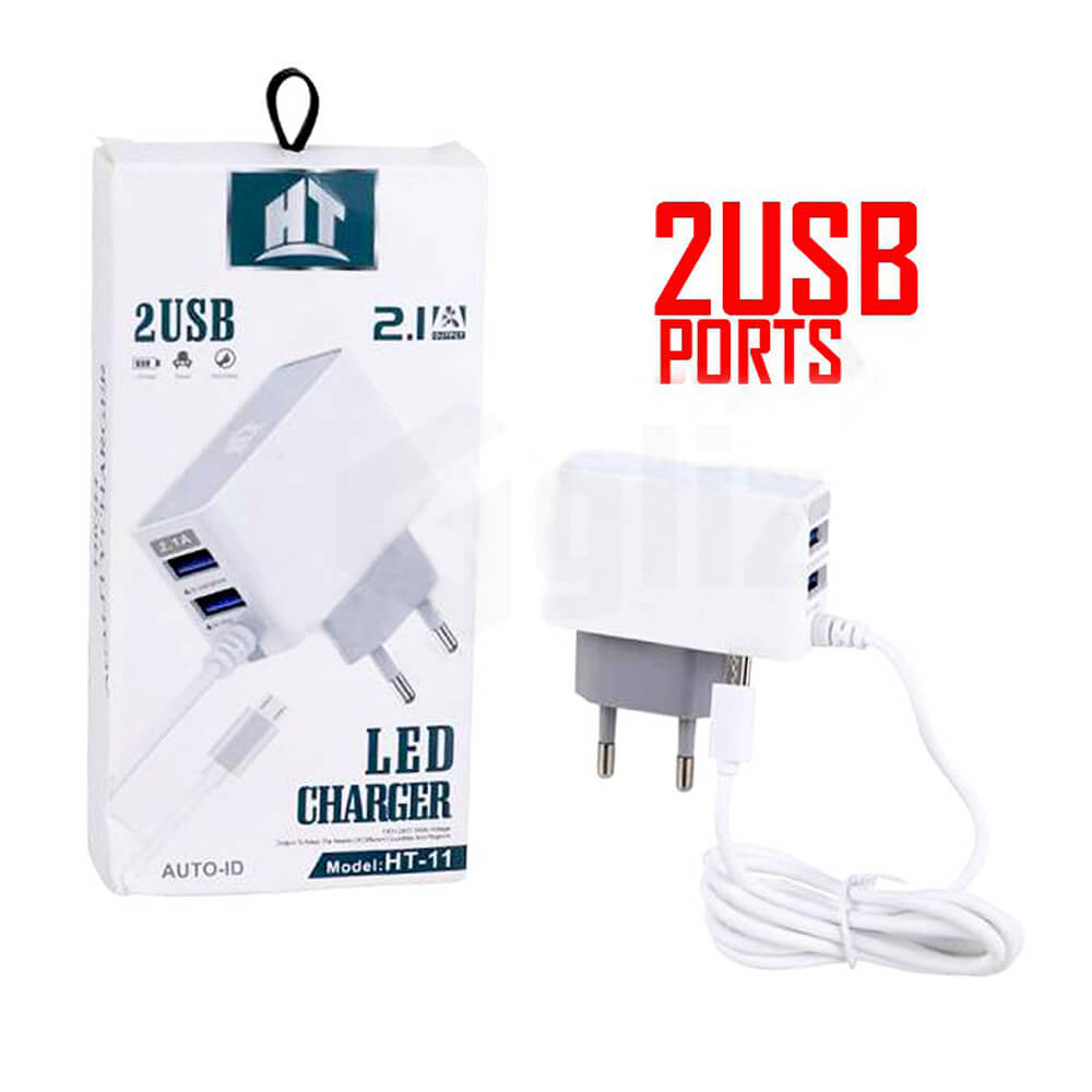 Power Adapter Charger with 120cm Built-In V8 Charging - Gliz.lk