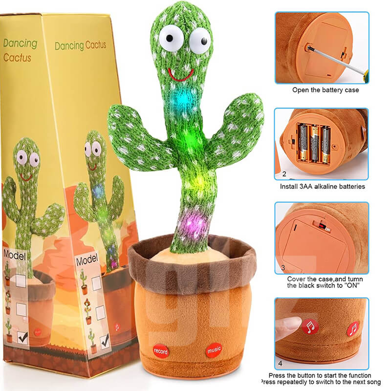 Dancing Cactus Cool Shades Talking Toy, Cactus Plush Toy Wriggle ...