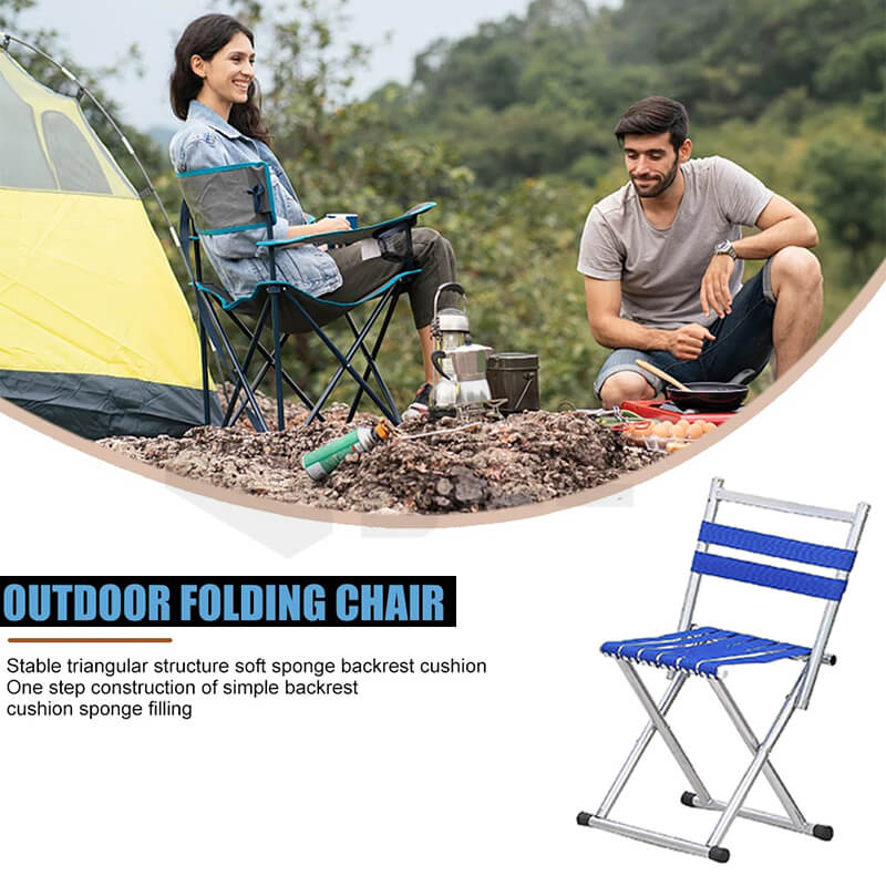 Folding Camping Stool, Portable Backrest Chair - Gliz.lk