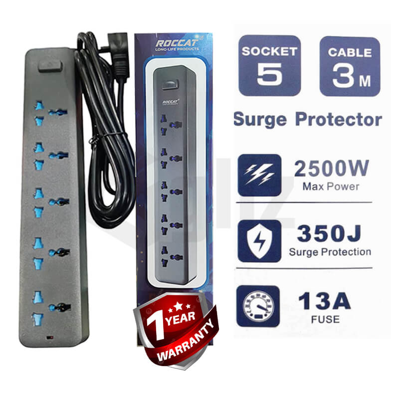 Power Socket 5-Port Extension Board - 5 Universal Socket Surge ...