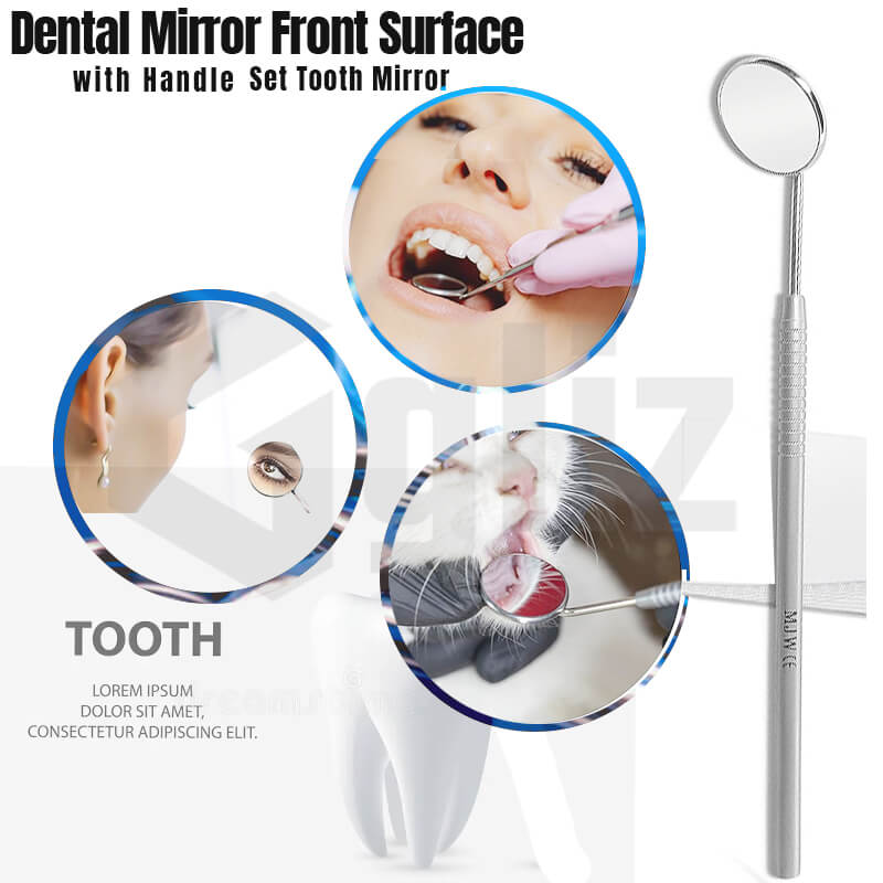 Dental Mirror Front Surface with Handle 2 PCS Set Tooth Mirror Dental ...